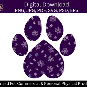 Winter Paw Prints SVG PNG JPG Bundle, Snowflake Paw Prints Clipart ...
