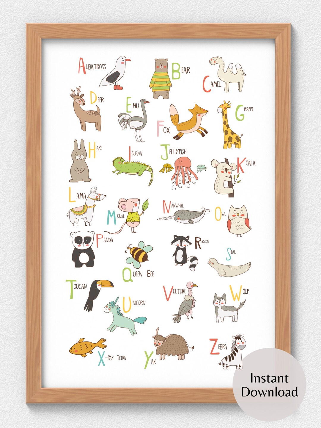 Animal Alphabet Art Print: Educational Nursery Decor (digital Download ...