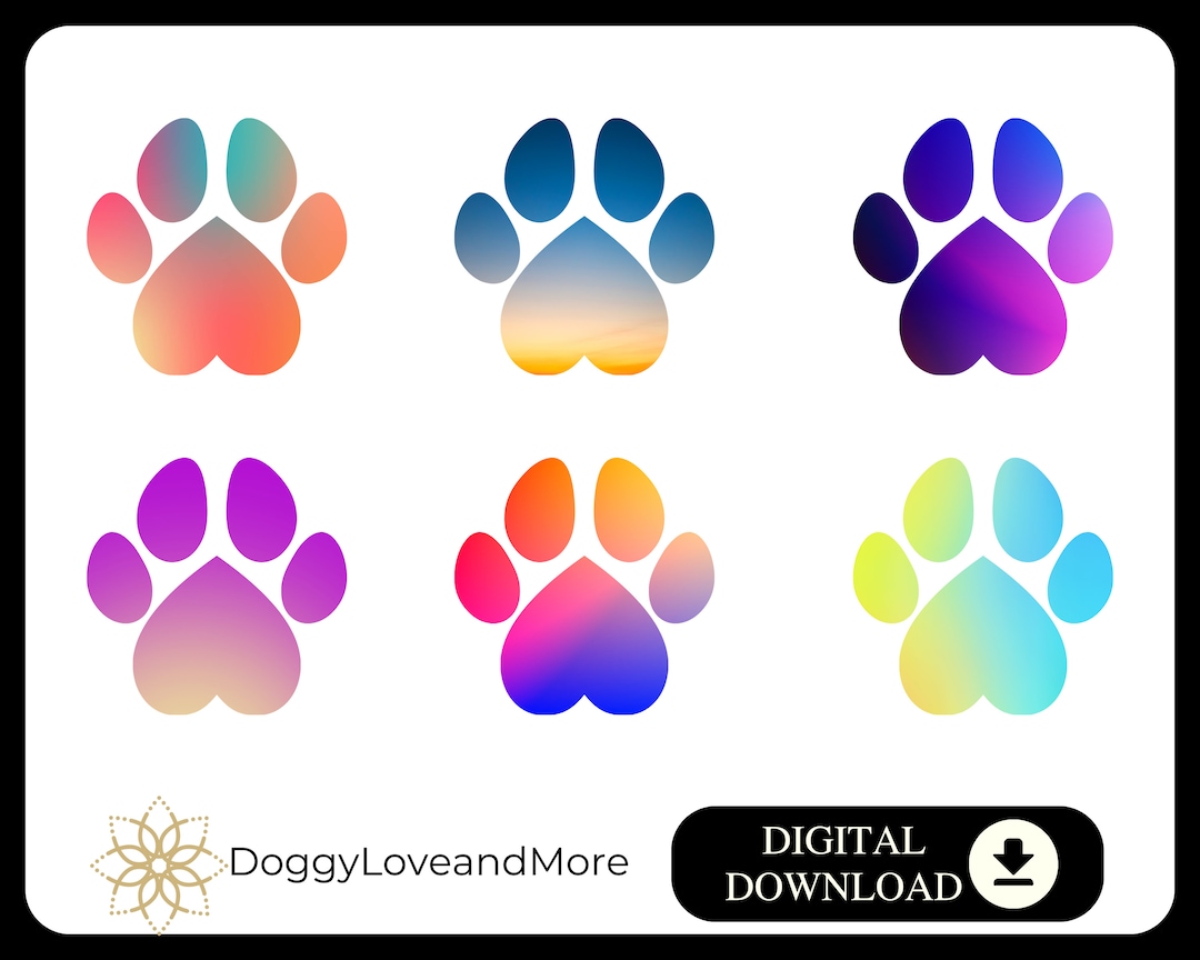 Gradient Dog Paw Prints SVG PNG JPG Digital Bundle Dog Mom Svg Dog Mom ...