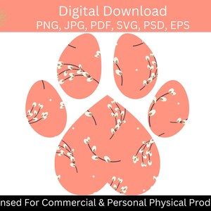 Spring Paw Prints SVG Bundle: Floral Animal Clipart (digital Download ...