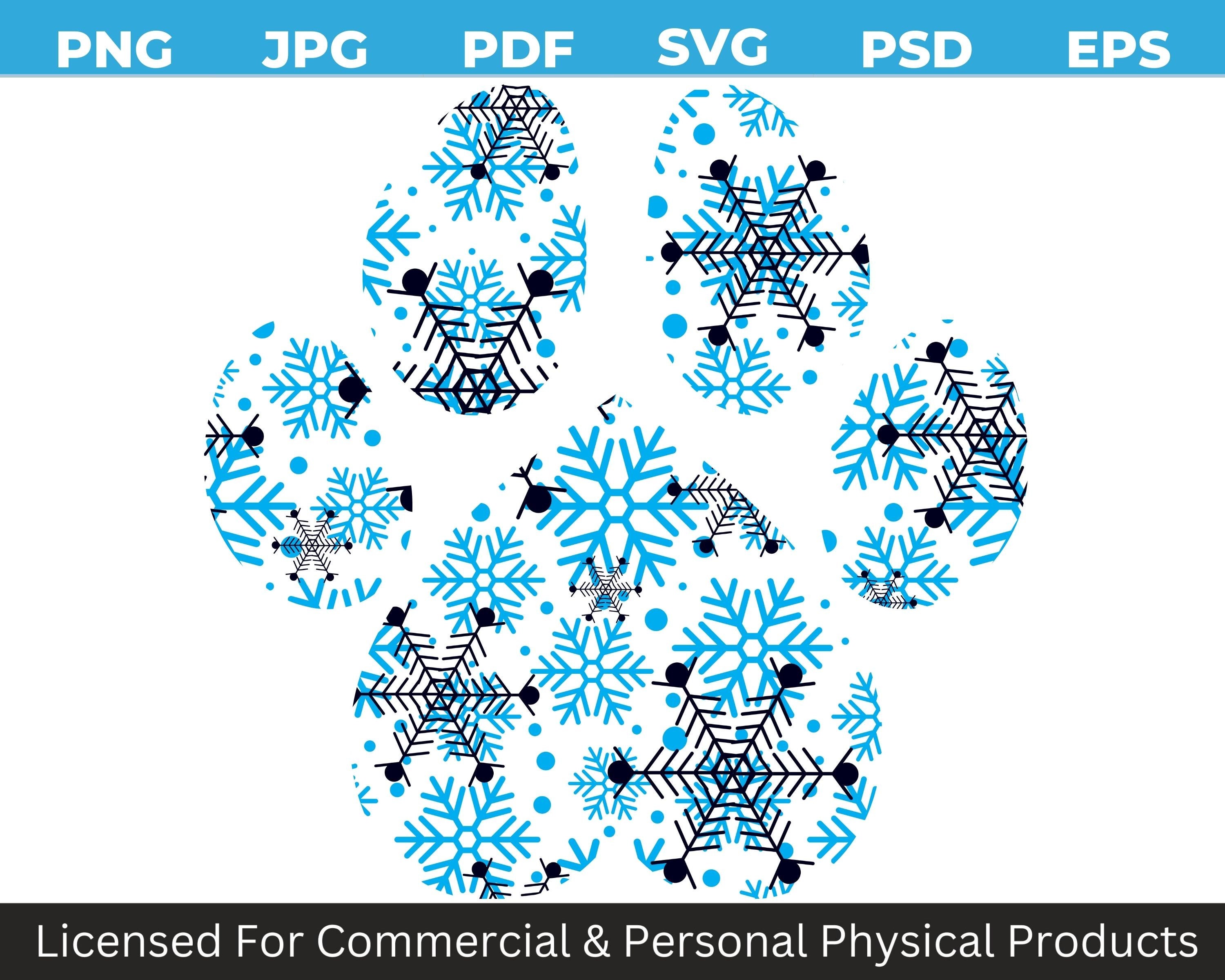 Winter Snowflake Dog Paw Prints SVG PNG JPG Digital Bundle Dog Mom Svg ...