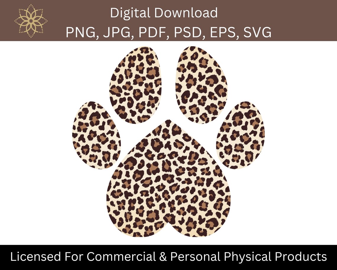 Leopard Paw Prints SVG PNG JPG Bundle, Cheetah Paw Prints Clipart ...