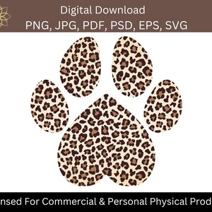 Leopard Paw Prints SVG PNG JPG Bundle, Cheetah Paw Prints Clipart ...