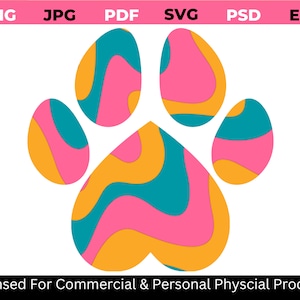 Retro Paw Prints SVG PNG JPG Digital Bundle Dog Mom Svg Dog Mom Png Pet ...