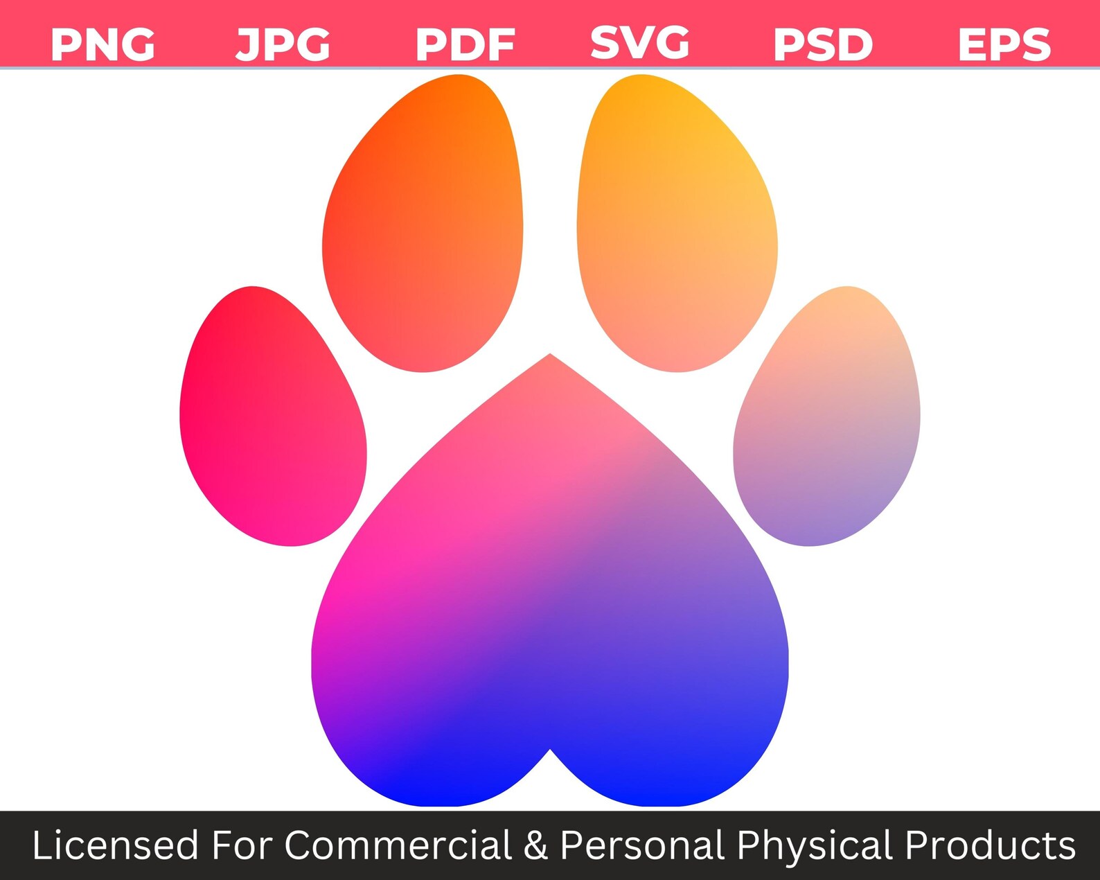 Gradient Dog Paw Prints SVG PNG JPG Digital Bundle Dog Mom Svg Dog Mom ...