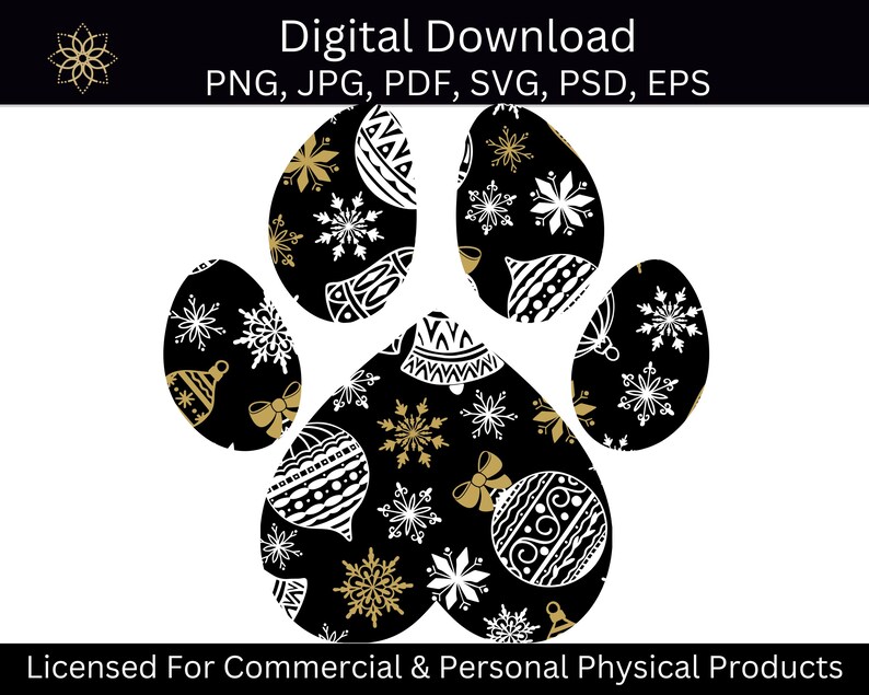 Christmas Paw Prints SVG PNG JPG Bundle, Holiday Paw Print Clipart ...