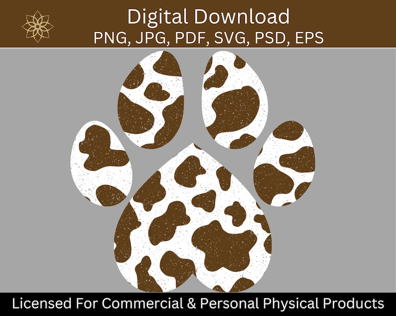 Cow Hide Paw Prints SVG Bundle: Animal Print Clipart (digital Download ...