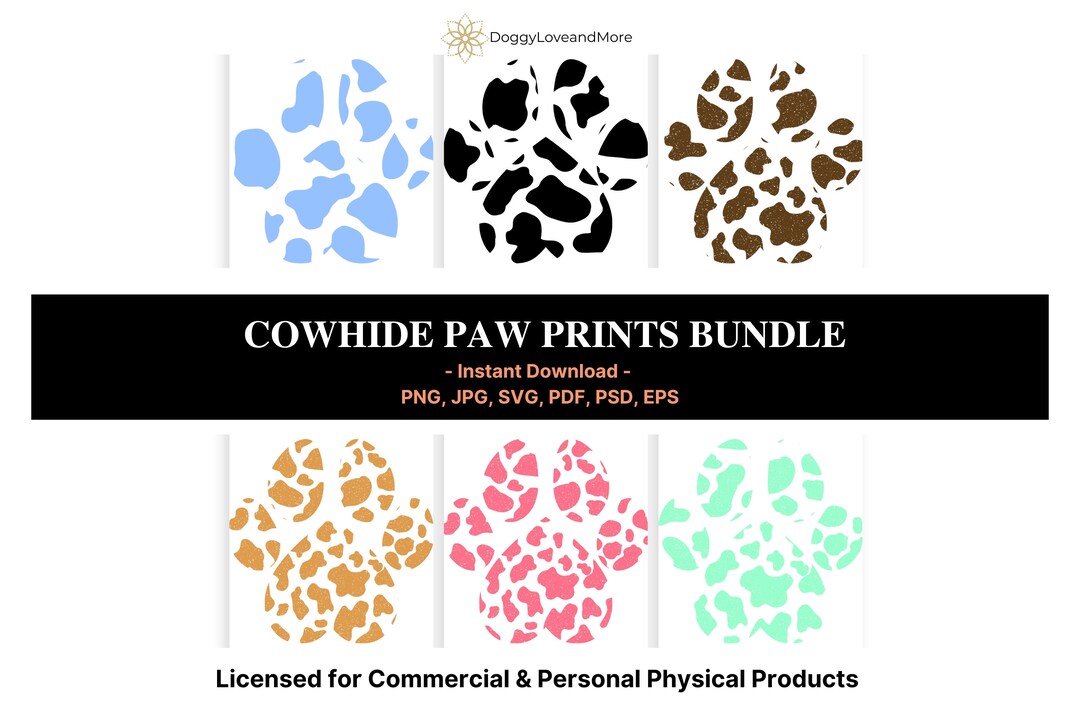 Cow Hide Paw Prints SVG Bundle: Animal Print Clipart (digital Download ...