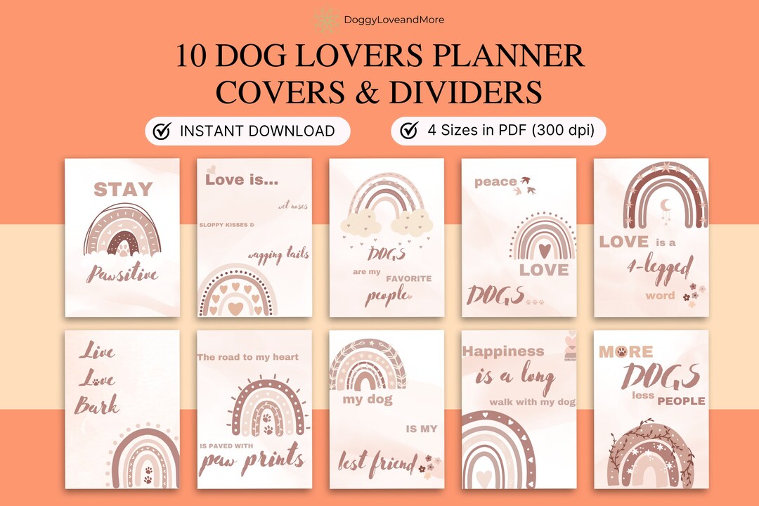 Dog Planner Printable Cover, Puppy Printable Planner Template, Classic ...