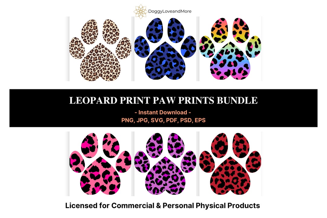 Leopard Paw Prints SVG PNG JPG Bundle, Cheetah Paw Prints Clipart ...