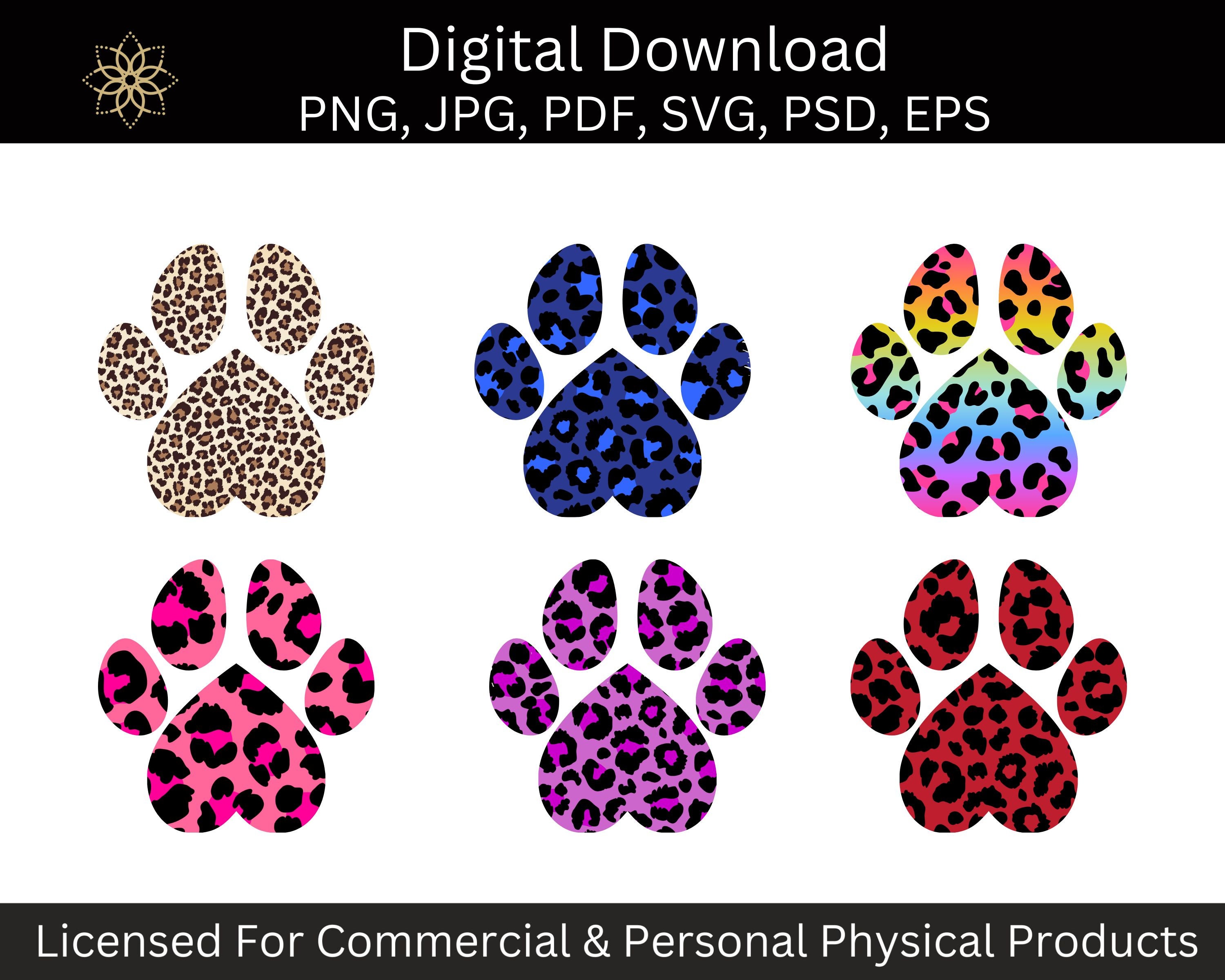 Leopard Paw Prints SVG PNG JPG Bundle Cheetah Paw Prints - Etsy Australia
