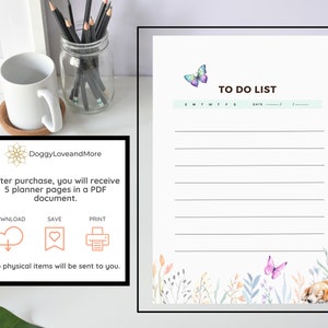 Watercolor Dog-themed Daily Planner Weekly Planner to Do List and Notes ...