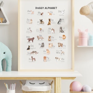 Doggy Alphabet PRINTABLE ART, Watercolor Dog Letters, Nursery Room ...