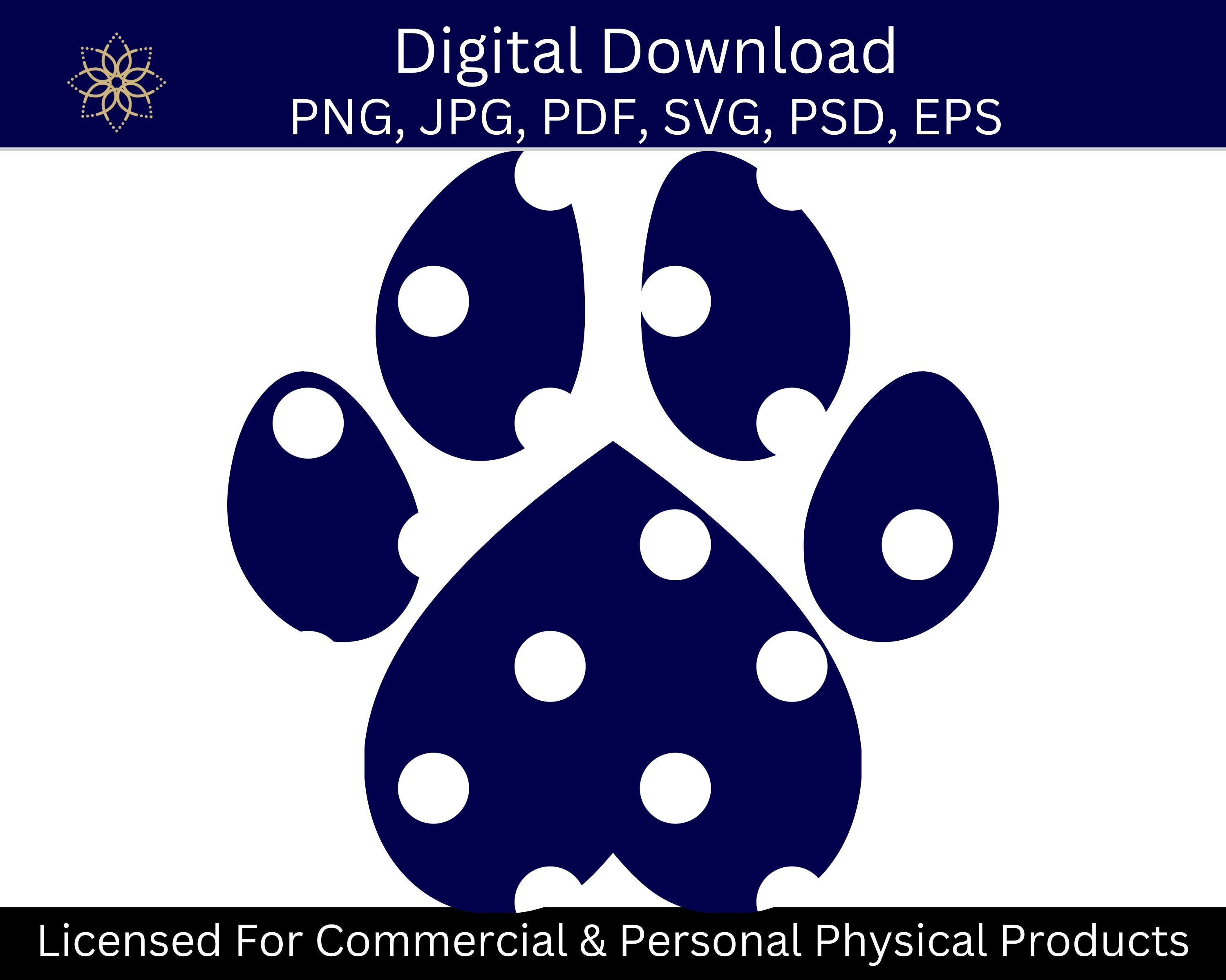 Polka Dot Paw Prints SVG PNG JPG Bundle, Dog Paw Prints Clipart, Cricut ...