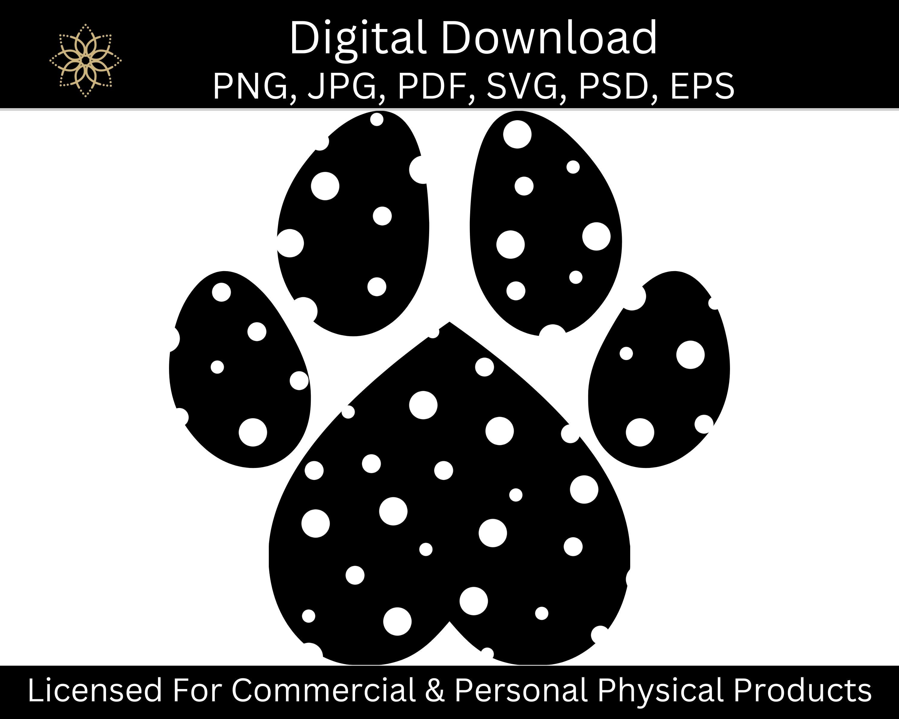 Polka Dot Paw Prints SVG PNG JPG Bundle, Dog Paw Prints Clipart, Cricut ...