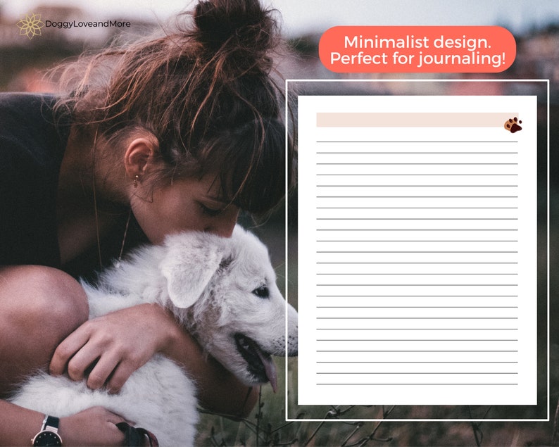 Cute Dog-themed Lined Notes and Journal Pages PRINTABLE Dog Paws ...