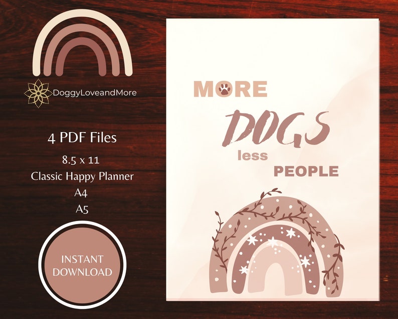 Dog Planner Printable Cover, Puppy Printable Planner Template, Classic ...