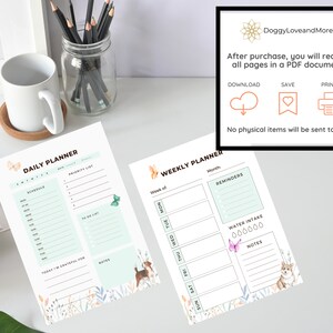 Watercolor Dog-themed Daily Planner Weekly Planner to Do List and Notes ...