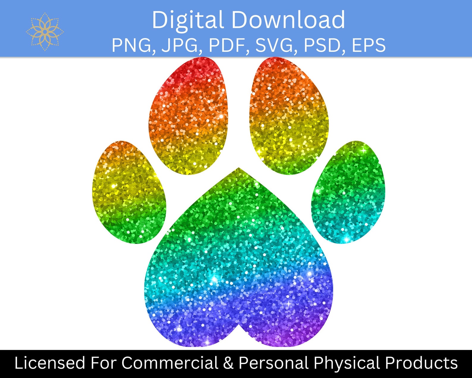 Rainbow Paw Prints Clipart: SVG PNG JPG Bundle (digital Download) - Etsy