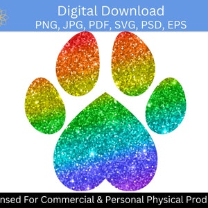 Rainbow Paw Prints Clipart: SVG PNG JPG Bundle (digital Download) - Etsy