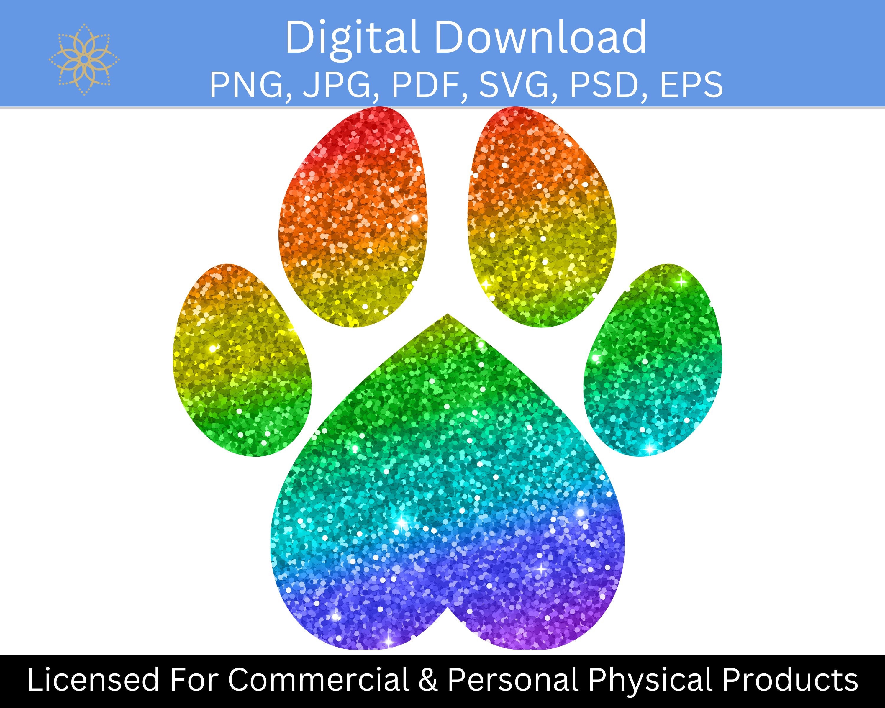Rainbow Paw Prints Clipart: SVG PNG JPG Bundle (digital Download) - Etsy