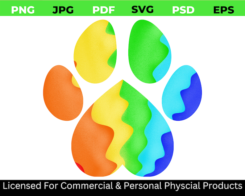 Rainbow Paw Prints Clipart: Dog Mom SVG Bundle (digital Download) - Etsy