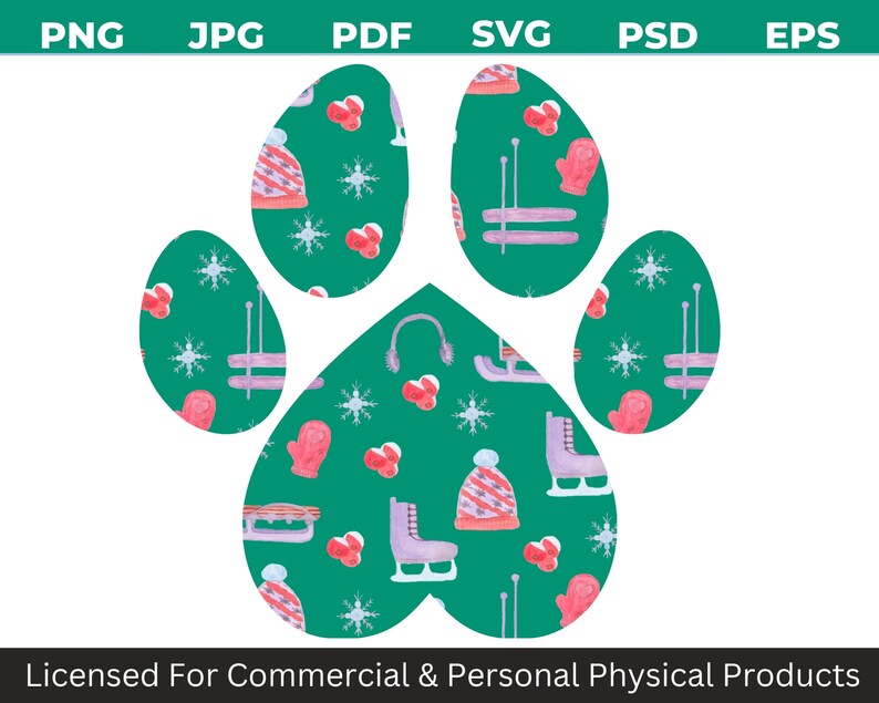 Winter Season Dog Paw Prints SVG PNG JPG Digital Bundle Dog Mom Svg Dog ...