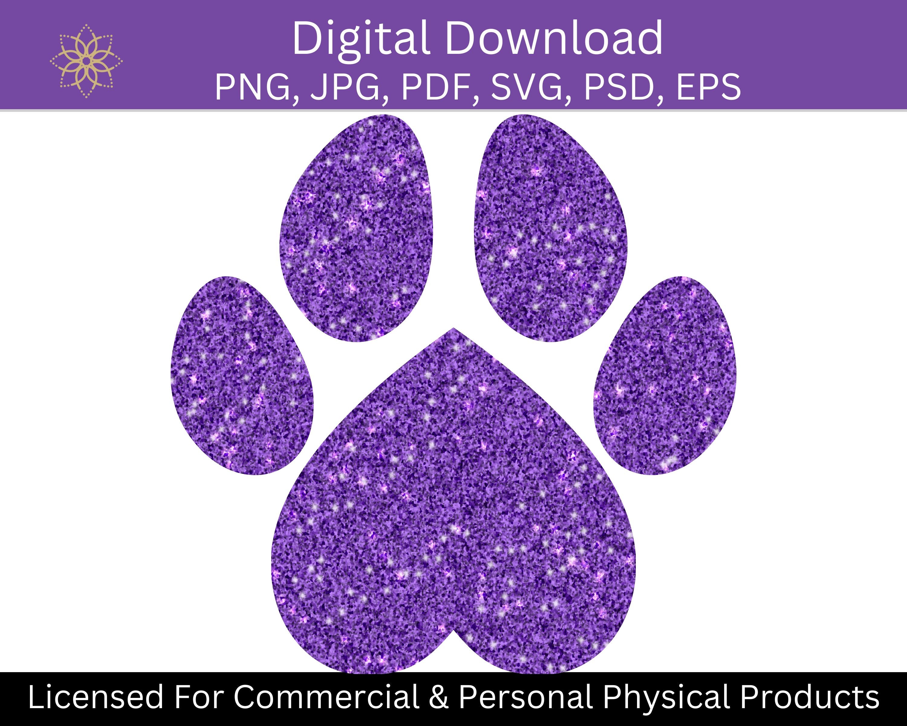 Glitter Paw Prints SVG PNG JPG Bundle, Sparkle Paw Prints Clipart ...