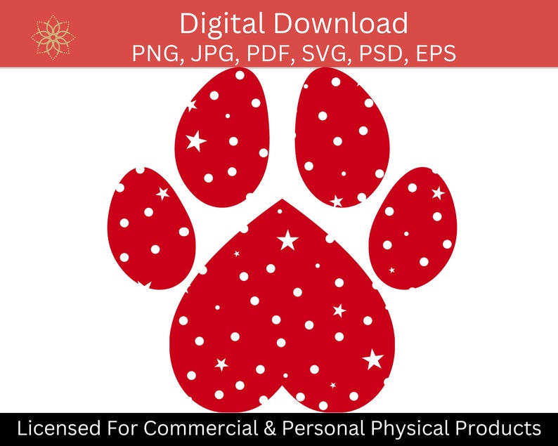 Stars Paw Prints SVG PNG JPG Bundle, Dog Paw Prints Clipart, Cricut Svg ...