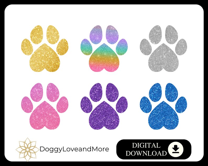 Glitter Paw Prints SVG PNG JPG Digital Bundle Dog Mom Svg Dog Mom Png ...