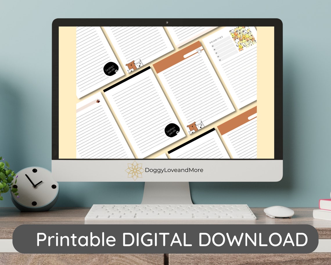 Cute Dog-themed Lined Notes and Journal Pages PRINTABLE Dog Paws ...