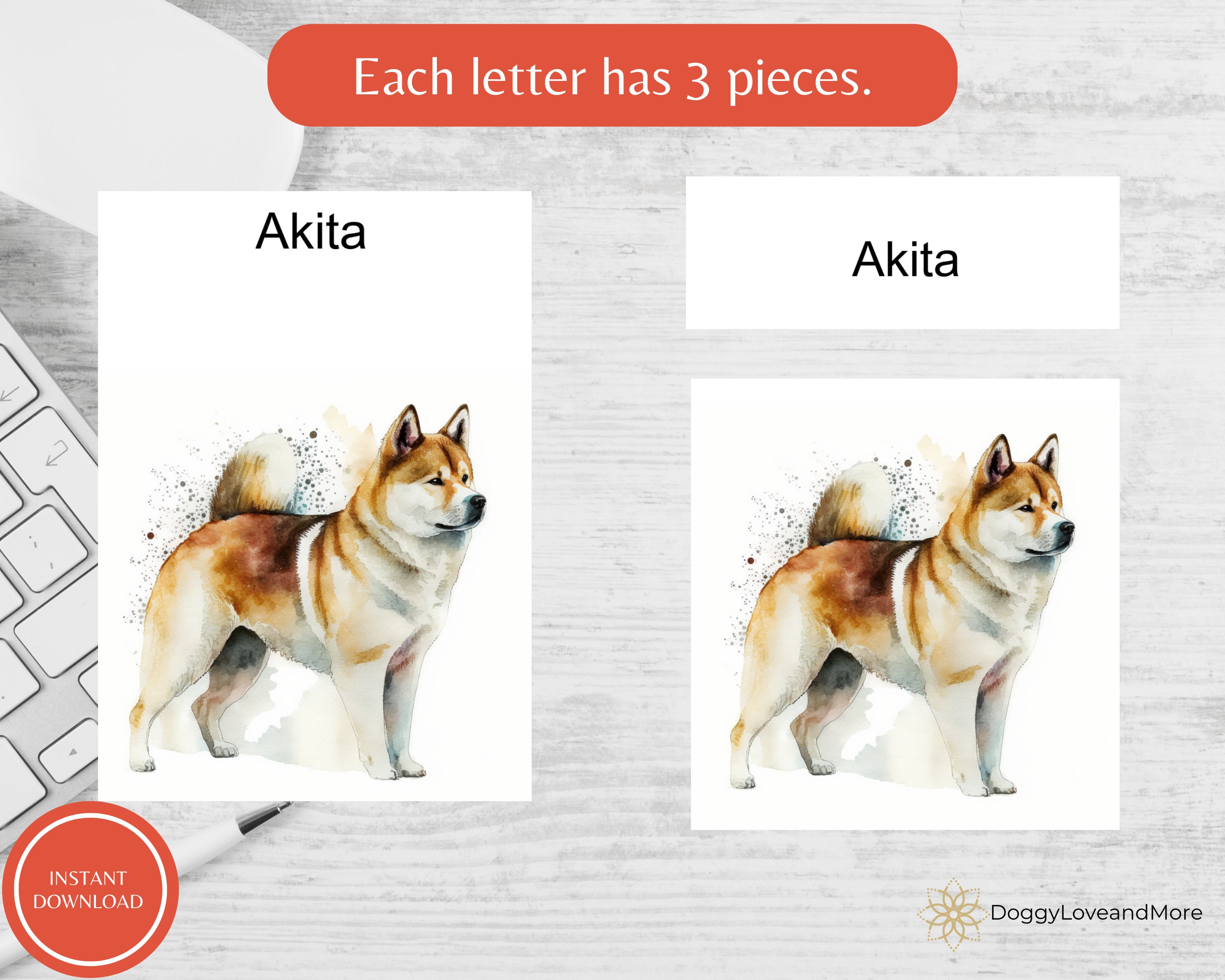 Dog Breeds Flashcards: Watercolor Alphabet, Montessori Learning ...