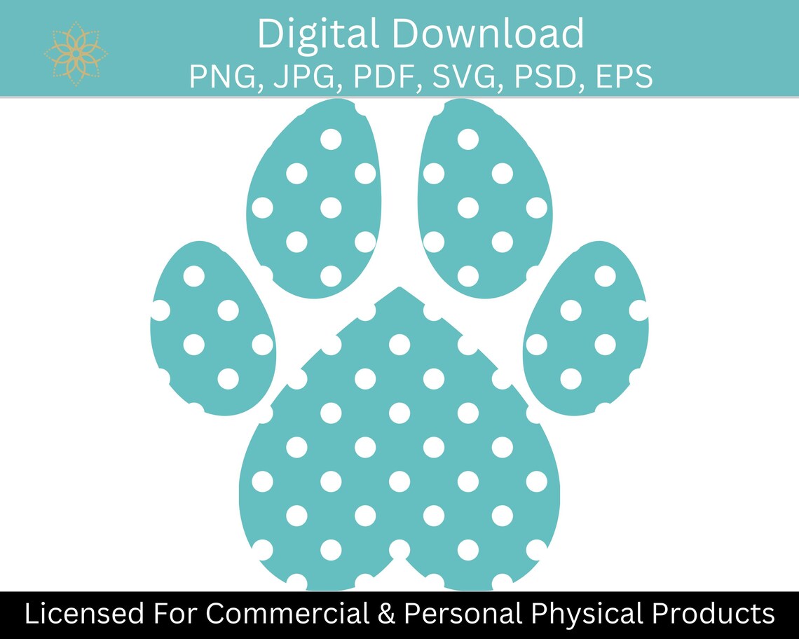Polka Dot Paw Prints SVG PNG JPG Bundle Dog Paw Prints - Etsy