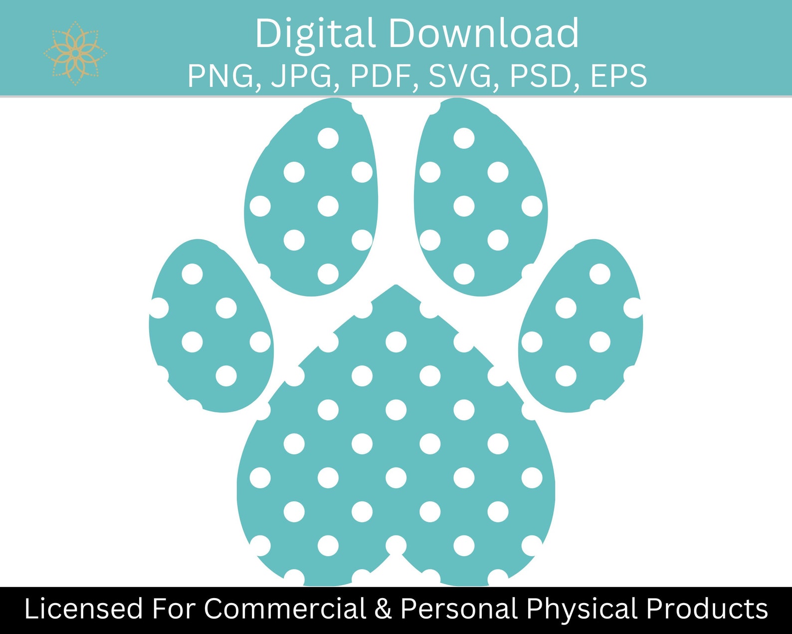 Polka Dot Paw Prints SVG PNG JPG Bundle, Dog Paw Prints Clipart, Cricut ...