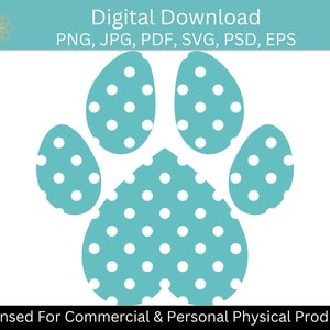 Polka Dot Paw Prints SVG PNG JPG Bundle, Dog Paw Prints Clipart, Cricut ...