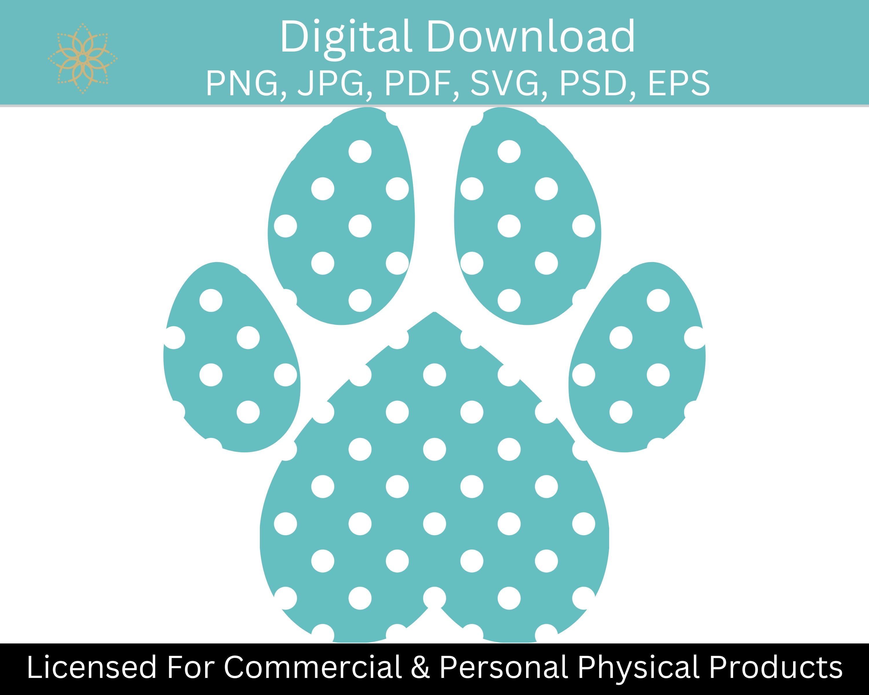 Polka Dot Paw Prints SVG PNG JPG Bundle, Dog Paw Prints Clipart, Cricut ...