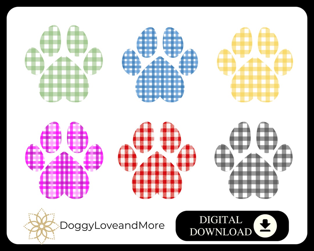 Gingham Paw Prints Digital Bundle: Dog Mom SVG, PNG, JPG (digital ...