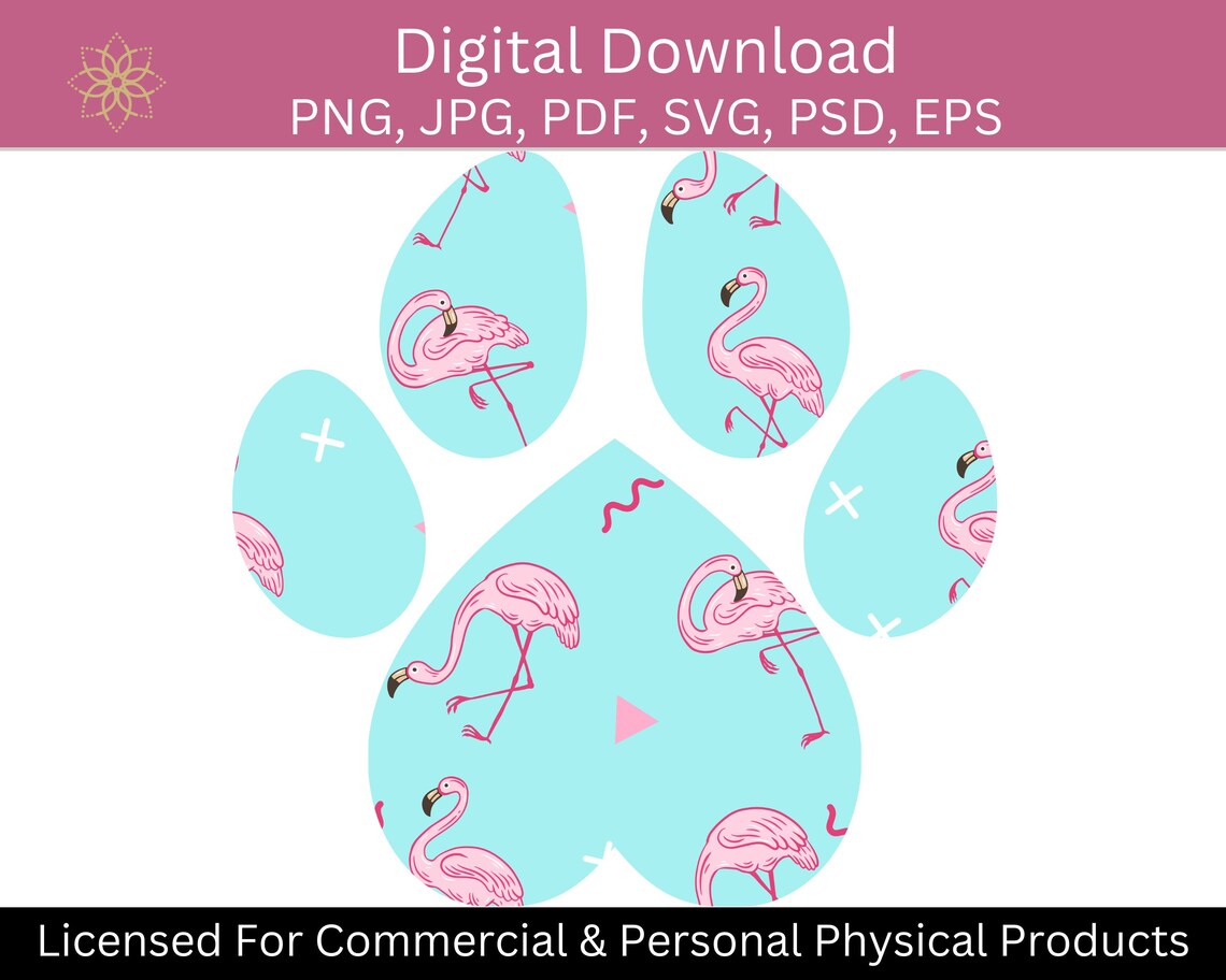 Flamingo Paw Prints SVG PNG JPG Bundle Paw Prints Clipart - Etsy