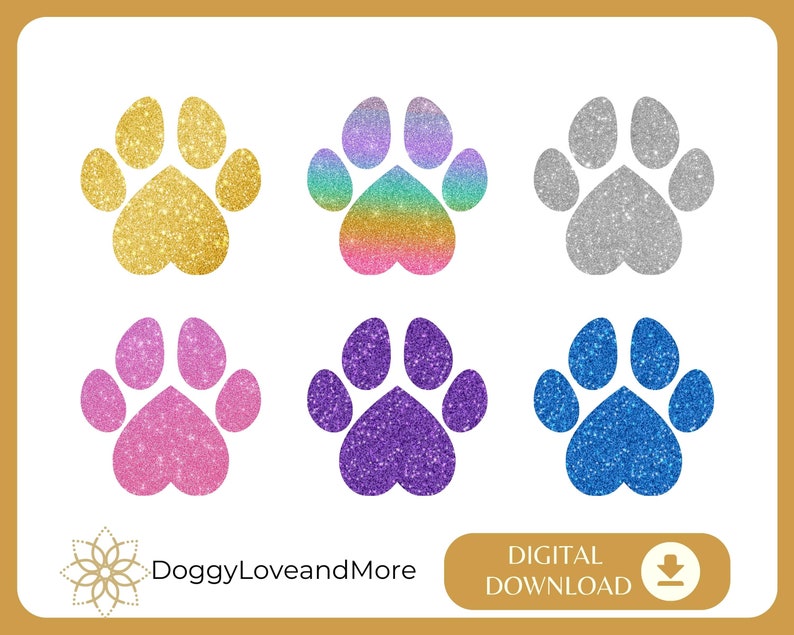 Glitter Paw Prints SVG PNG JPG Digital Bundle Dog Mom Svg Dog - Etsy