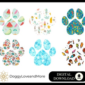 Summer Season Paw Prints SVG PNG JPG Digital Bundle Dog Mom Svg Dog Mom ...