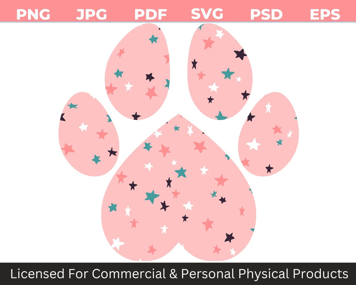 Stars Dog Paw Prints SVG PNG JPG Digital Bundle Dog Mom Svg - Etsy