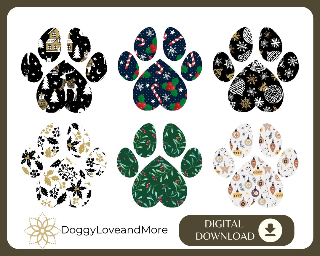 Christmas Dog Paw Prints SVG PNG JPG Digital Bundle Dog Mom - Etsy