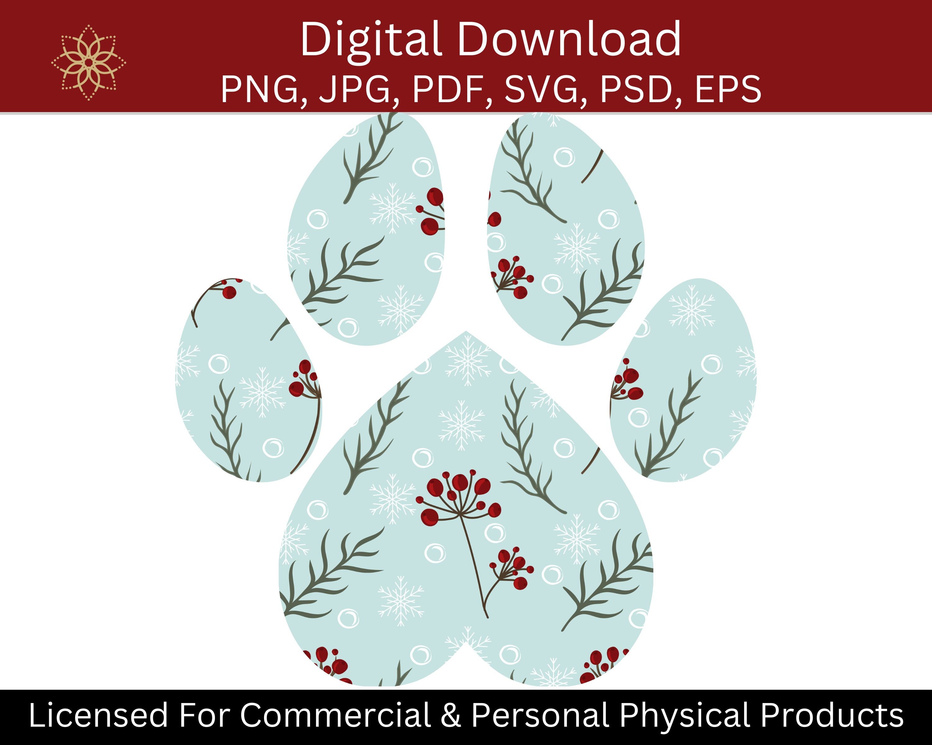 Winter Season Paw Prints SVG PNG JPG Bundle, Paw Prints Clipart, Cricut ...