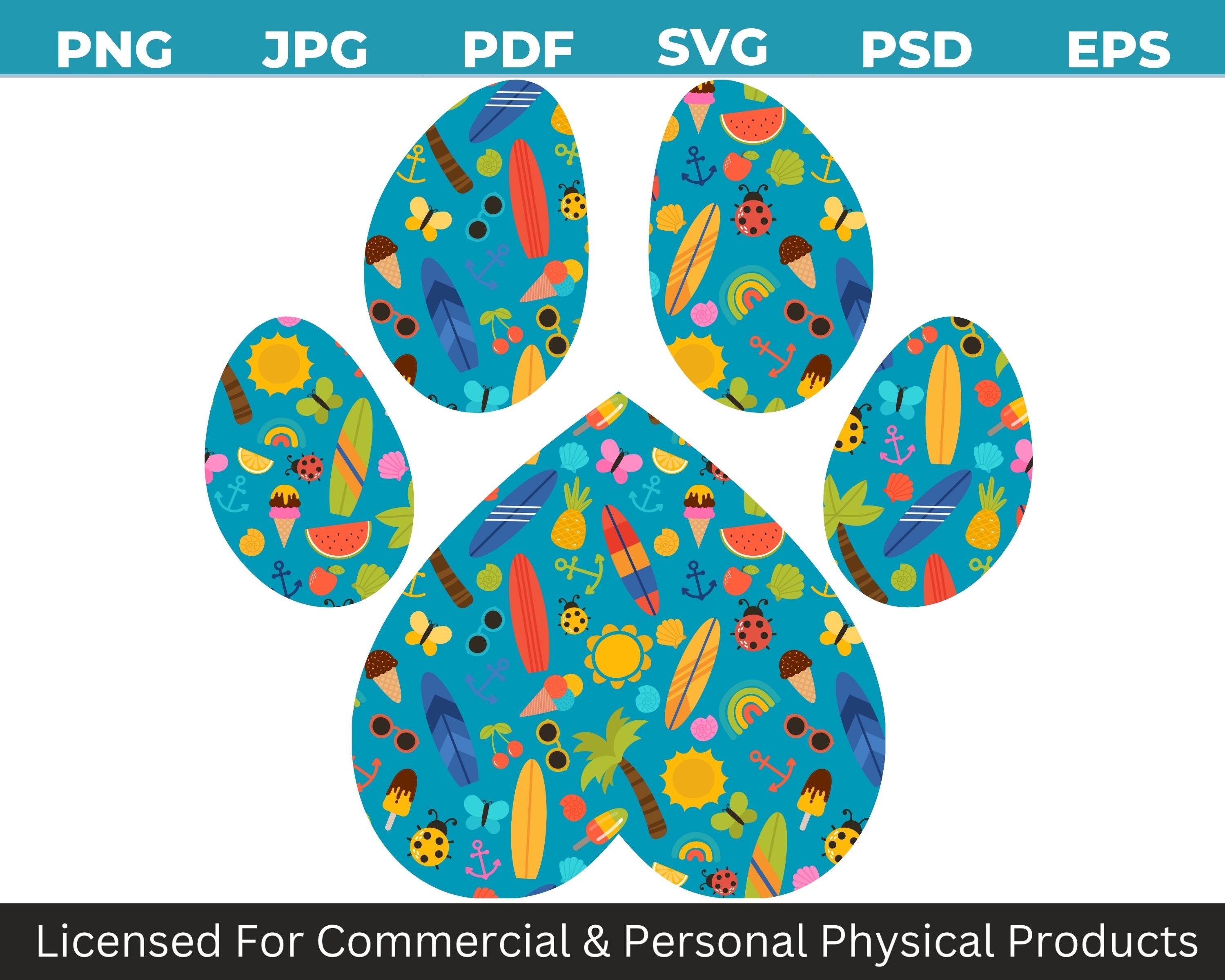 Summer Season Paw Prints SVG PNG JPG Digital Bundle Dog Mom Svg Dog Mom ...
