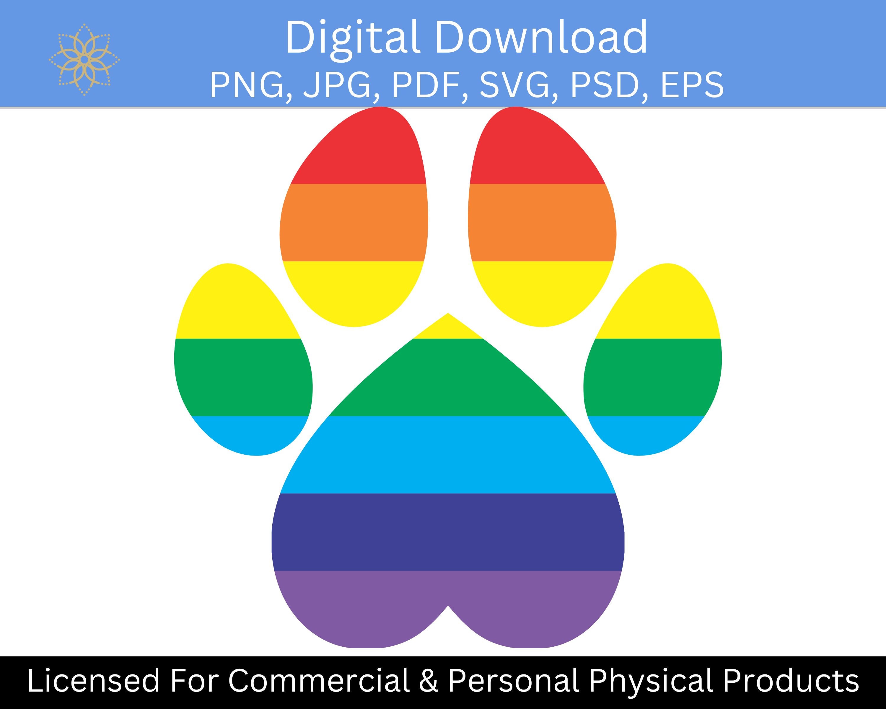 Rainbow Paw Prints Clipart: SVG PNG JPG Bundle (digital Download) - Etsy