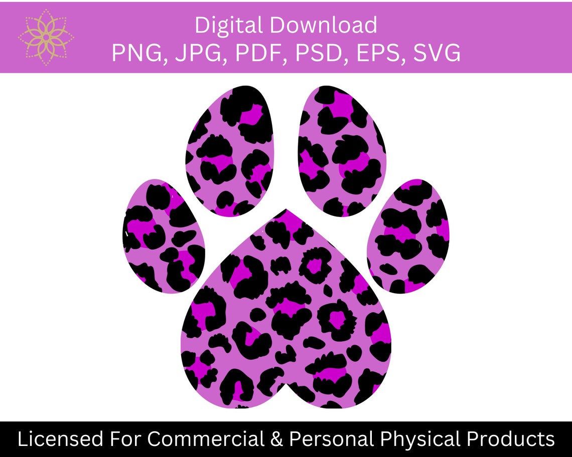 Leopard Paw Prints SVG PNG JPG Bundle, Cheetah Paw Prints Clipart ...