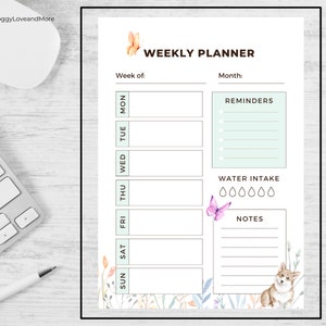 Watercolor Dog-themed Daily Planner Weekly Planner to Do List and Notes ...