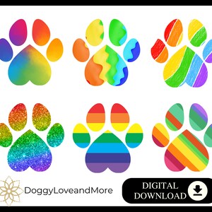 Rainbow Paw Prints Clipart: Dog Mom SVG Bundle (digital Download) - Etsy