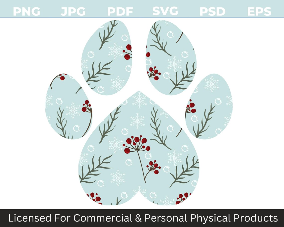 Winter Season Dog Paw Prints SVG PNG JPG Digital Bundle Dog - Etsy
