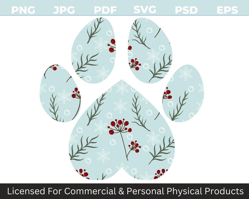 Winter Season Dog Paw Prints SVG PNG JPG Digital Bundle Dog Mom Svg Dog ...